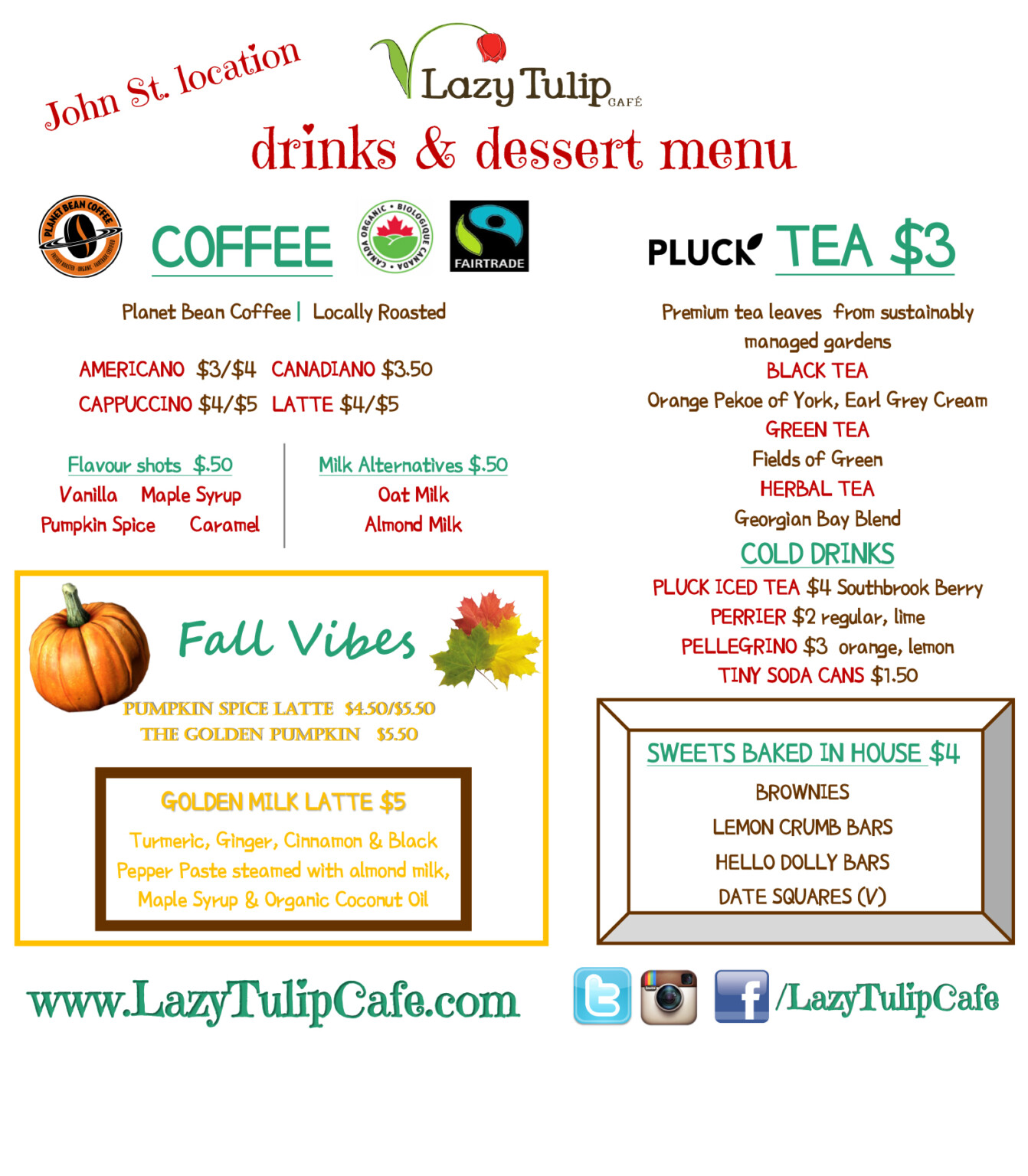 Menu - Lazy Tulip Cafe